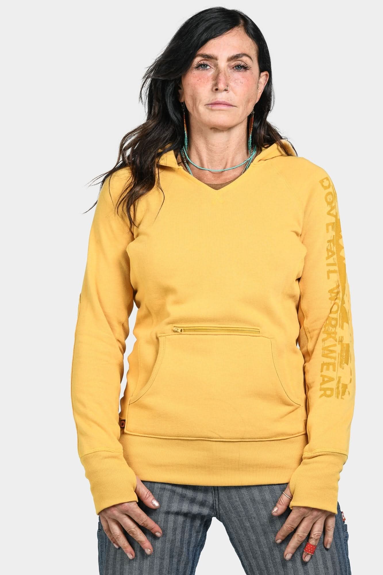 Anna Pullover Hoodie in Teal, Currant, and Yellow Oxide – Dovetail Workwear